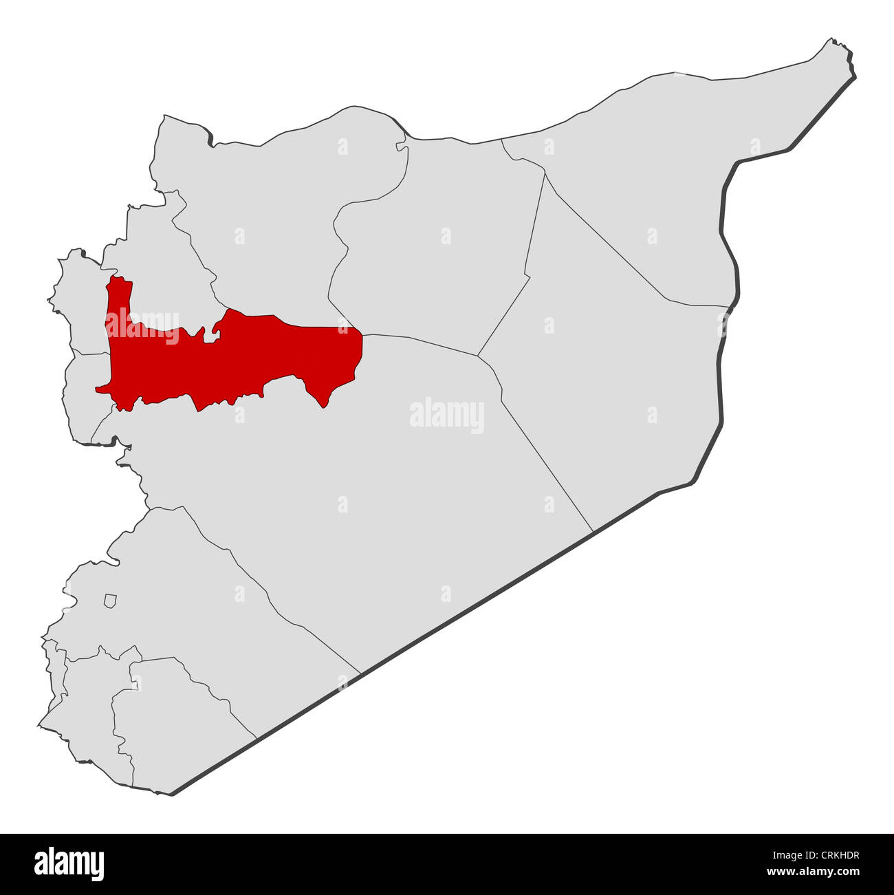 Political map of Syria with the several governorates where Hama is ...