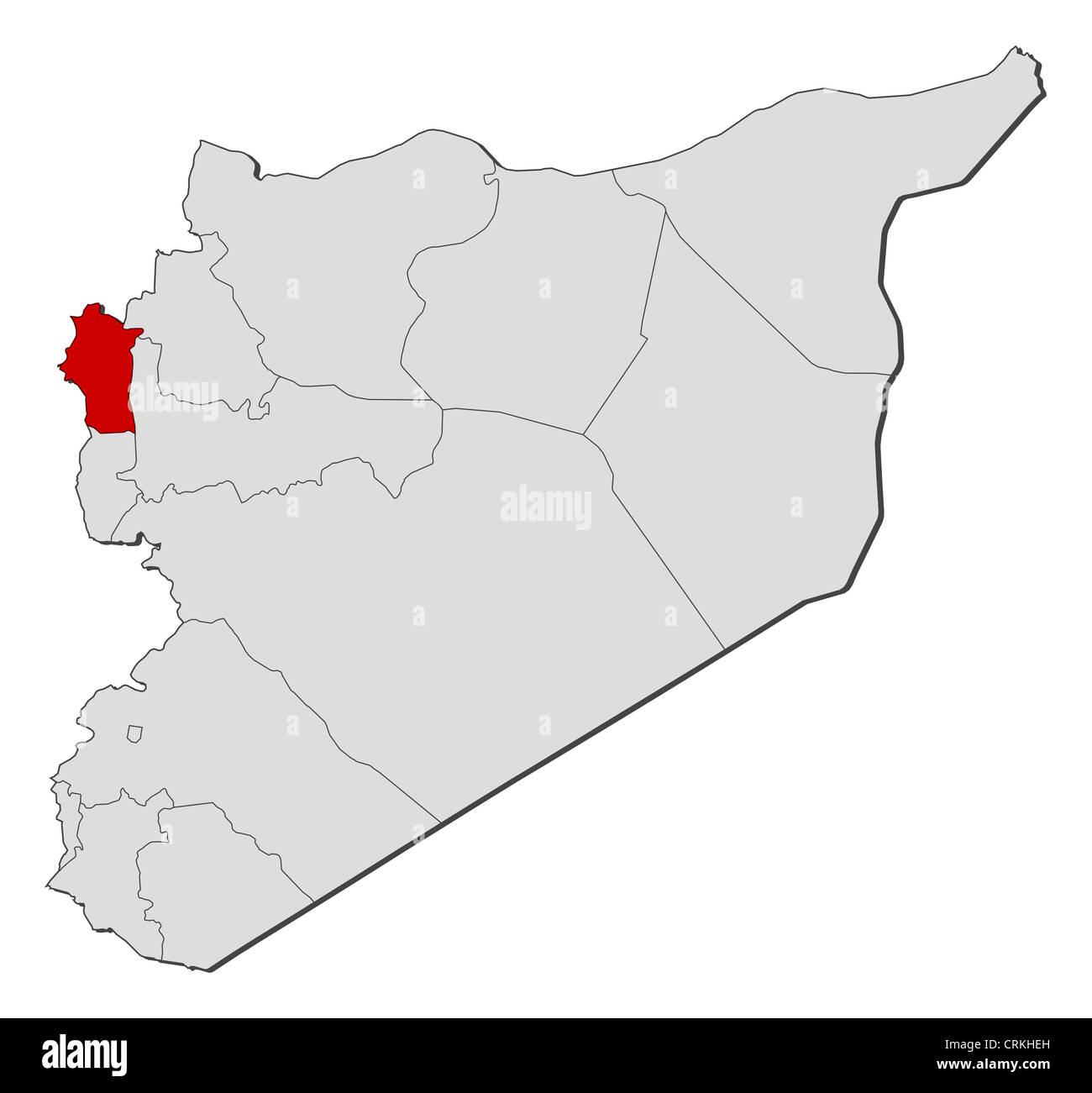 Political map of Syria with the several governorates where Latakia is ...