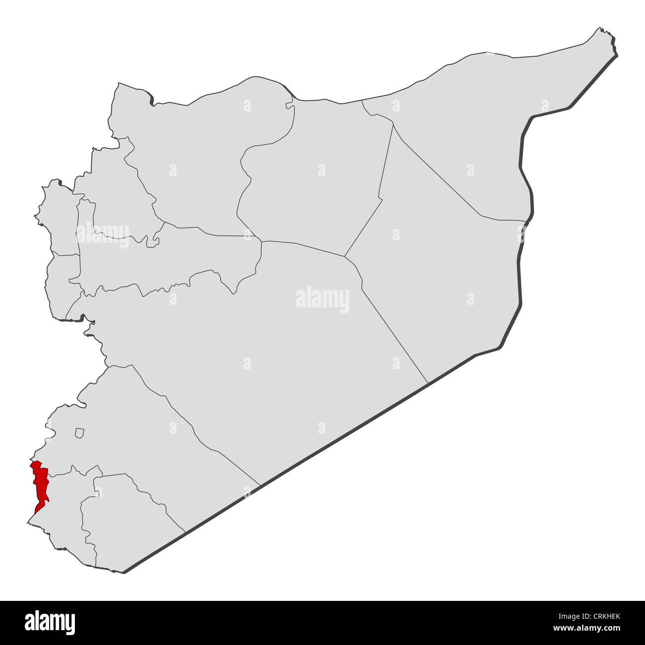 Political map of Syria with the several governorates where Quneitra is ...