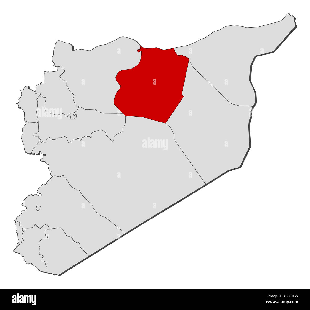 Political map of Syria with the several governorates where Ar-Raqqah is ...