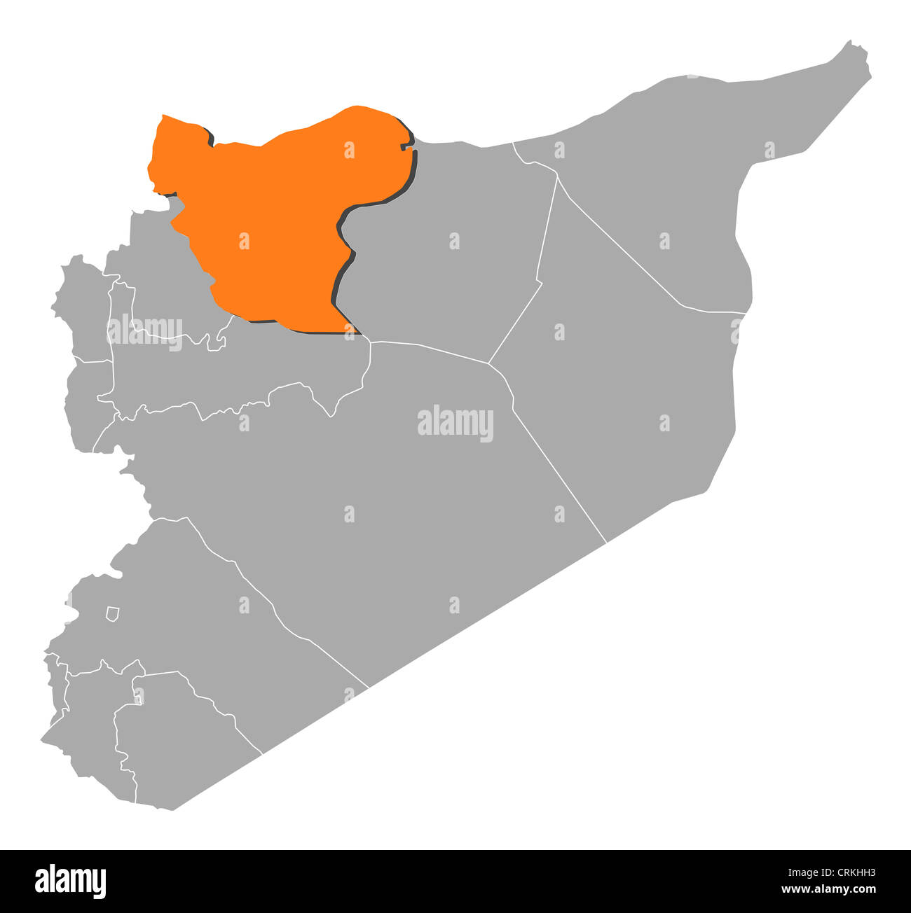 Political map of Syria with the several governorates where Aleppo is ...