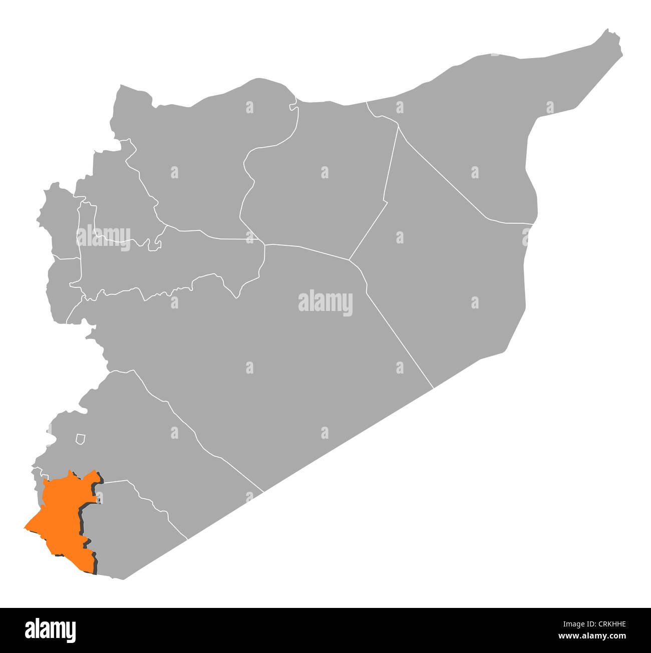 Political map of Syria with the several governorates where Daraa is ...