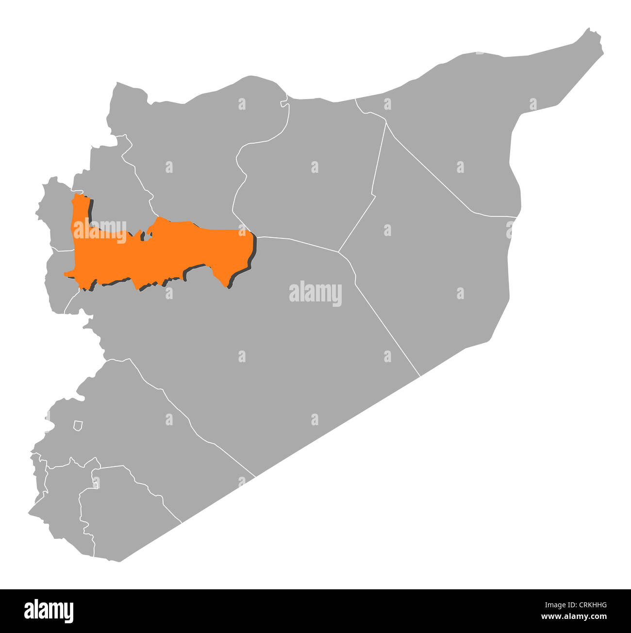 Political map of Syria with the several governorates where Hama is ...