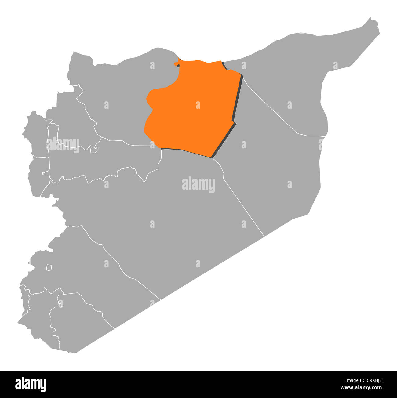 Political map of Syria with the several governorates where Ar-Raqqah is ...