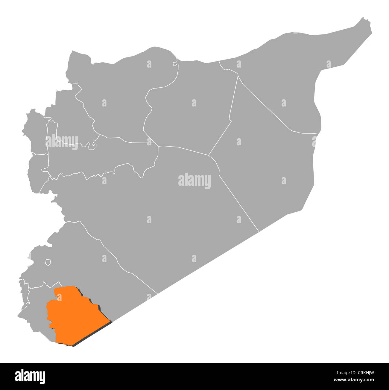 Political map of Syria with the several governorates where As-Suwayda ...