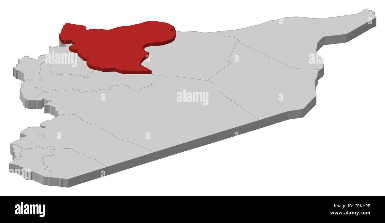 Political map of Syria with the several governorates where Aleppo is ...