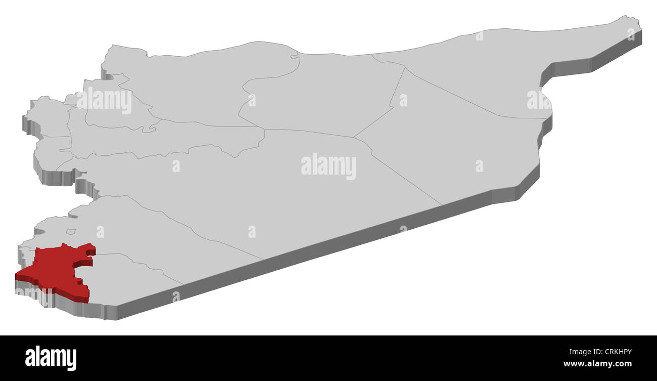 Political map of Syria with the several governorates where Daraa is ...