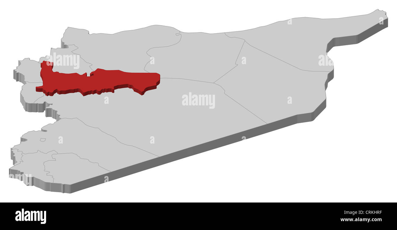 Political map of Syria with the several governorates where Hama is ...