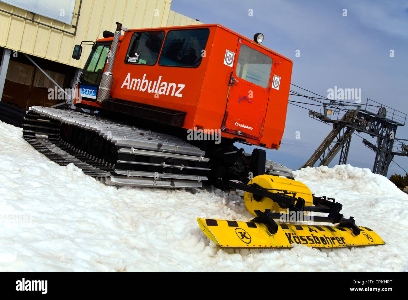 A Snow Cat ambulance in the mountains of the Pirin National Park Stock ...