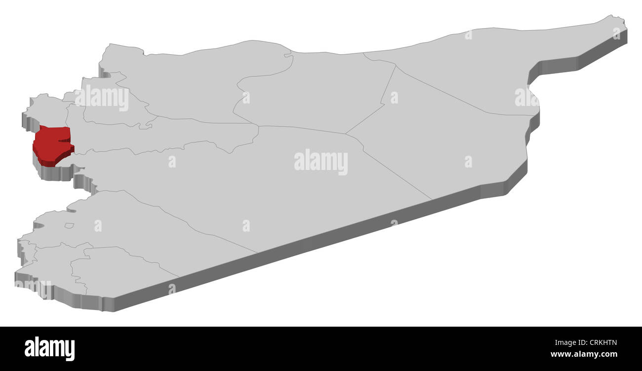 Political map of Syria with the several governorates where Tartus is ...
