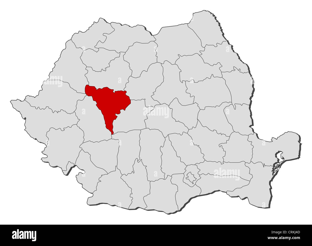 Political map of Romania with the several counties where Alba is ...