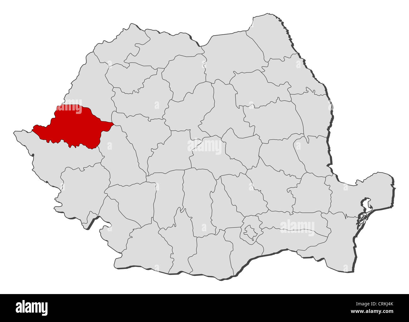 Political map of Romania with the several counties where Arad is ...