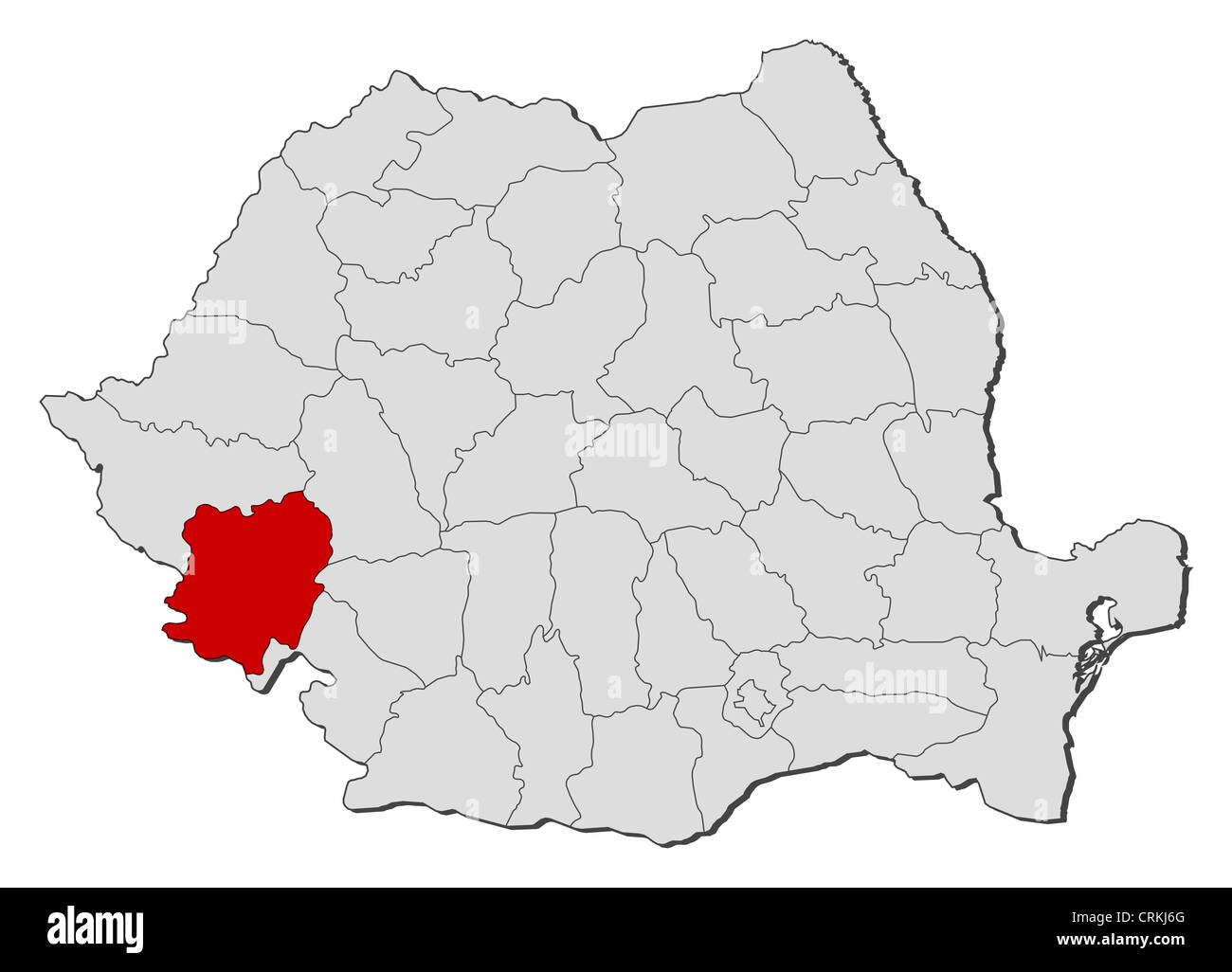 Political map of Romania with the several counties where Caras-Severin ...