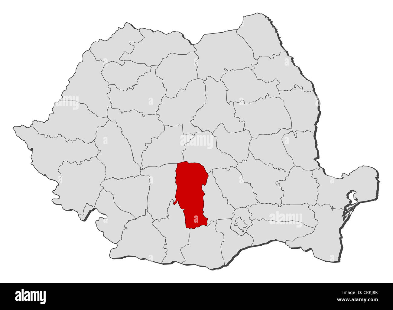Political map of Romania with the several counties where Arges is ...