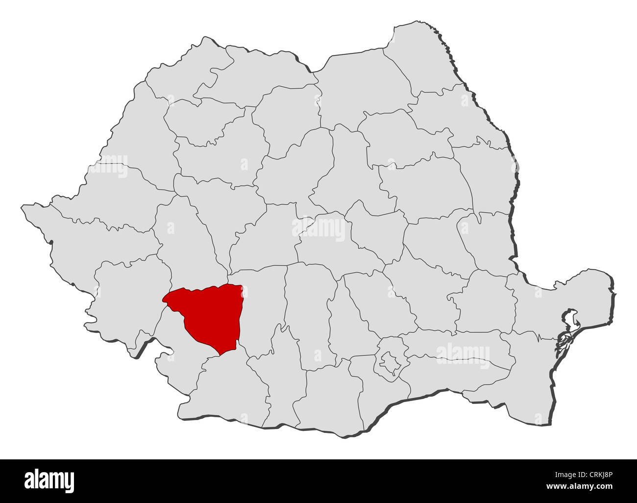 Political map of Romania with the several counties where Gorj is ...