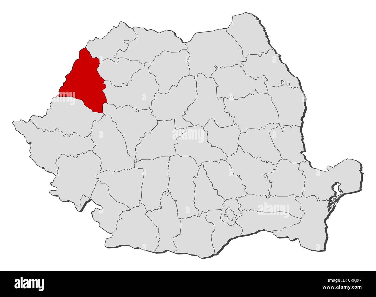 Political map of Romania with the several counties where Bihor is ...