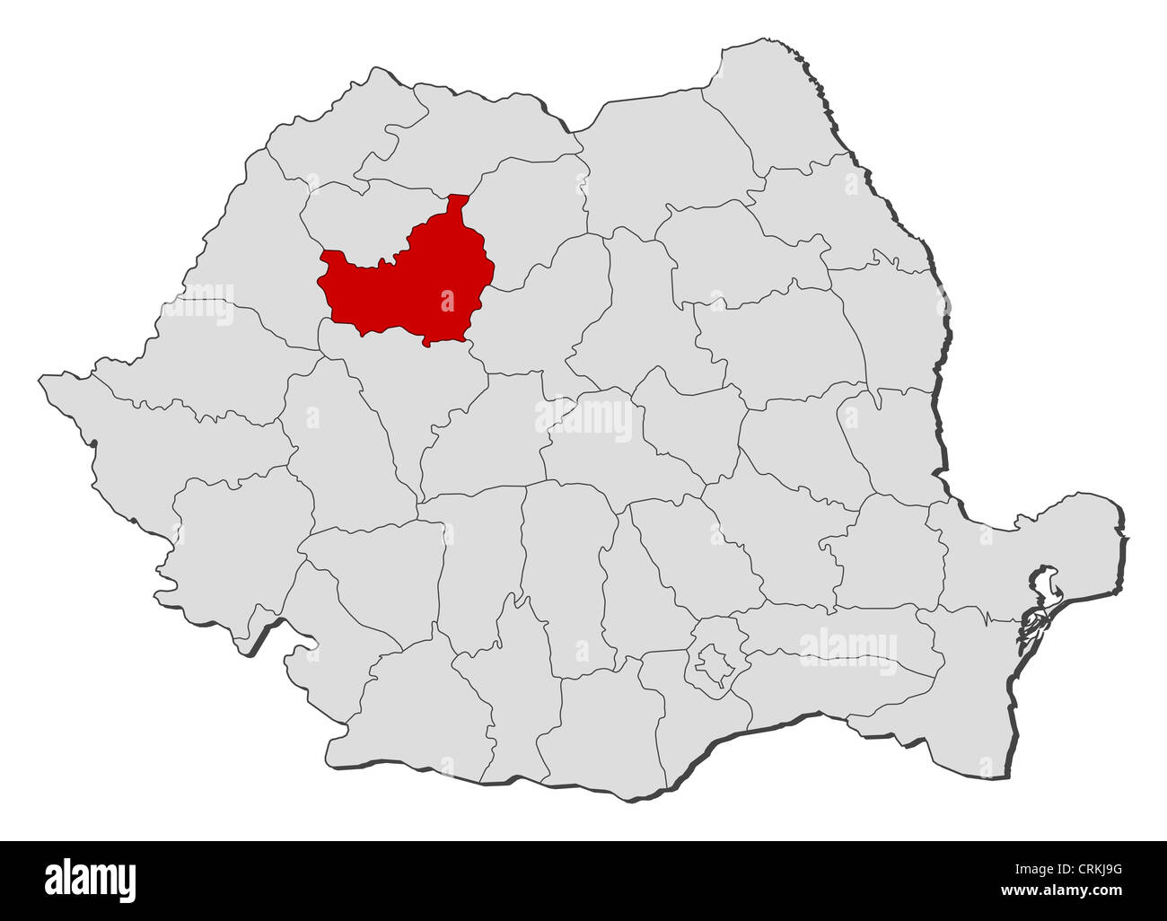 Political map of Romania with the several counties where Cluj is ...