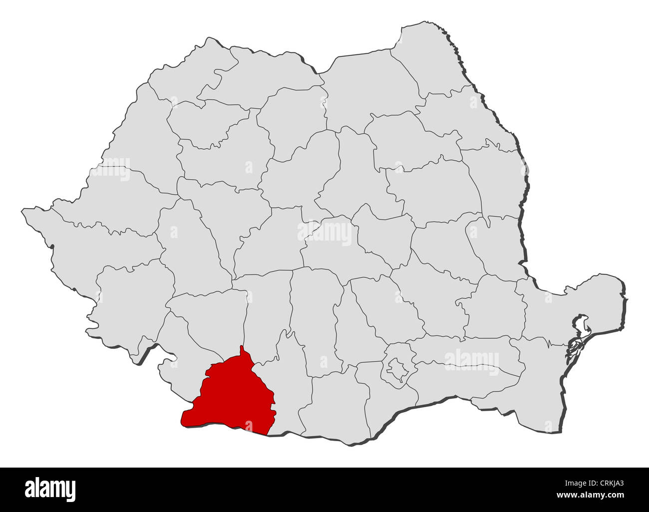 Political map of Romania with the several counties where Dolj is ...