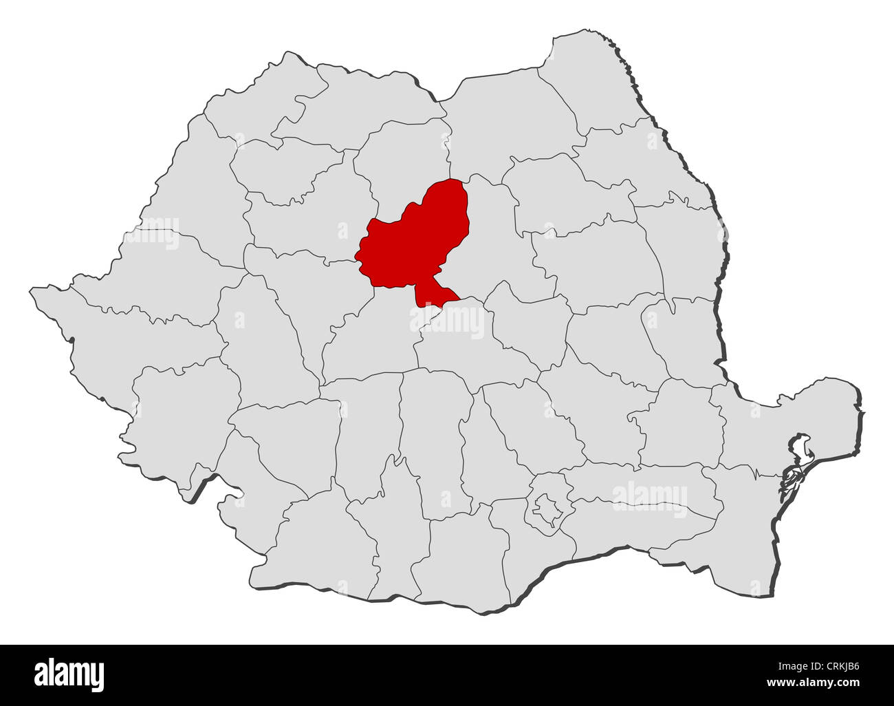 Political map of Romania with the several counties where Mures is ...