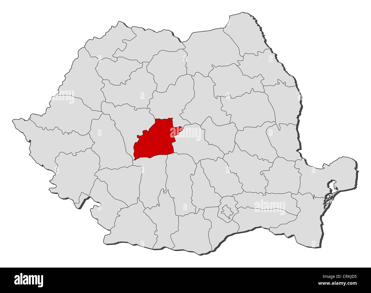 Political map of Romania with the several counties where Sibiu is ...