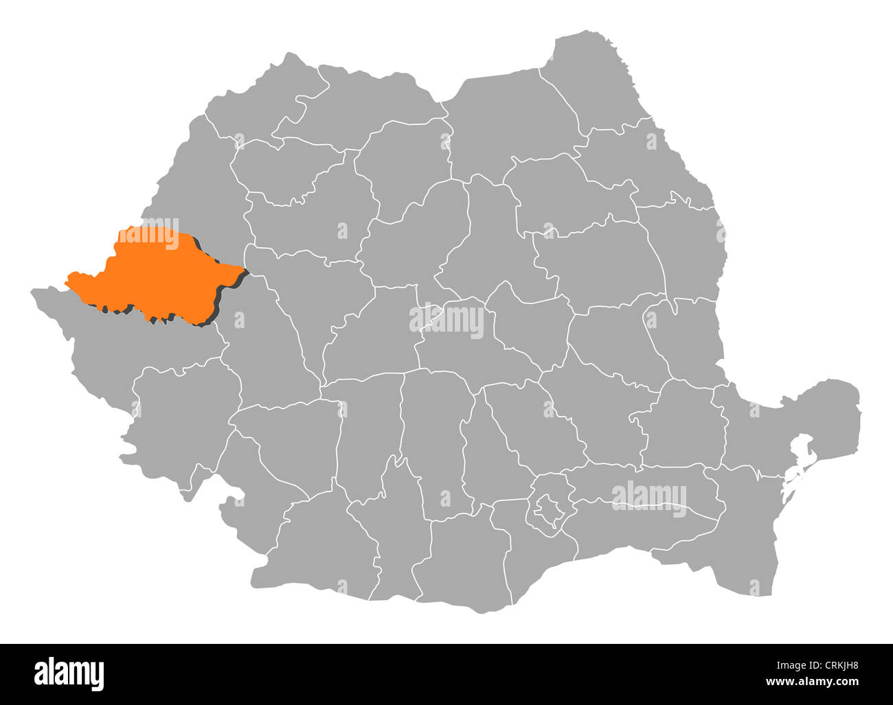 Political map of Romania with the several counties where Arad is ...