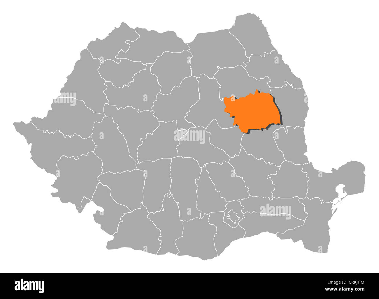 Political map of Romania with the several counties where Bacau is ...