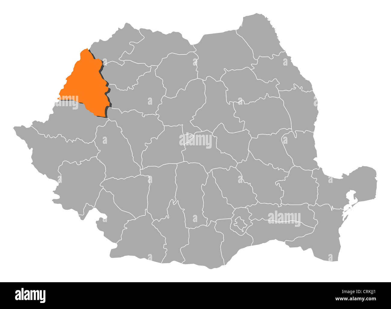 Political map of Romania with the several counties where Bihor is ...