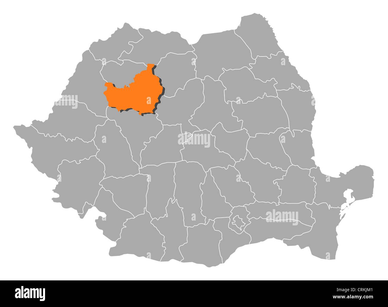 Political map of Romania with the several counties where Cluj is ...