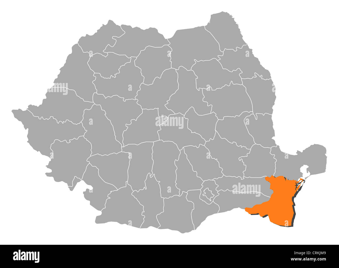 Political map of Romania with the several counties where Constanta is ...