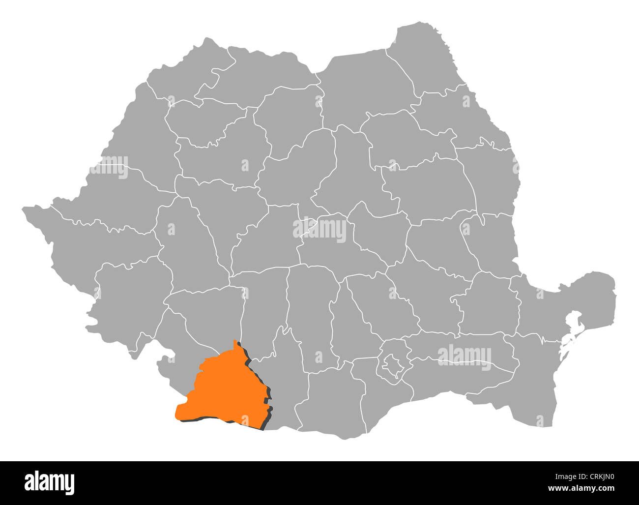 Political map of Romania with the several counties where Dolj is ...