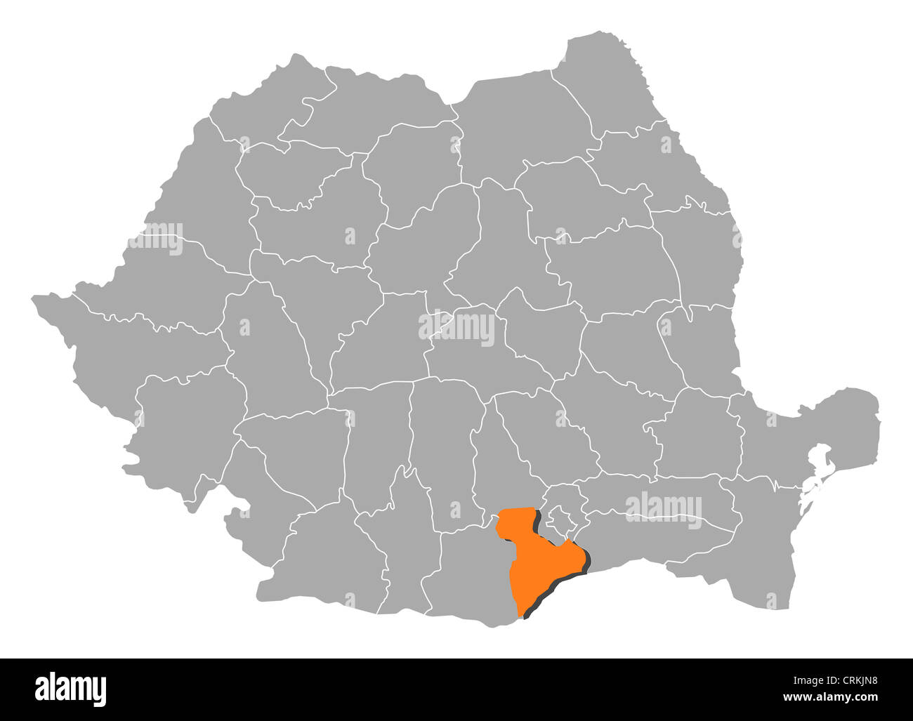 Political map of Romania with the several counties where Giurgiu is ...