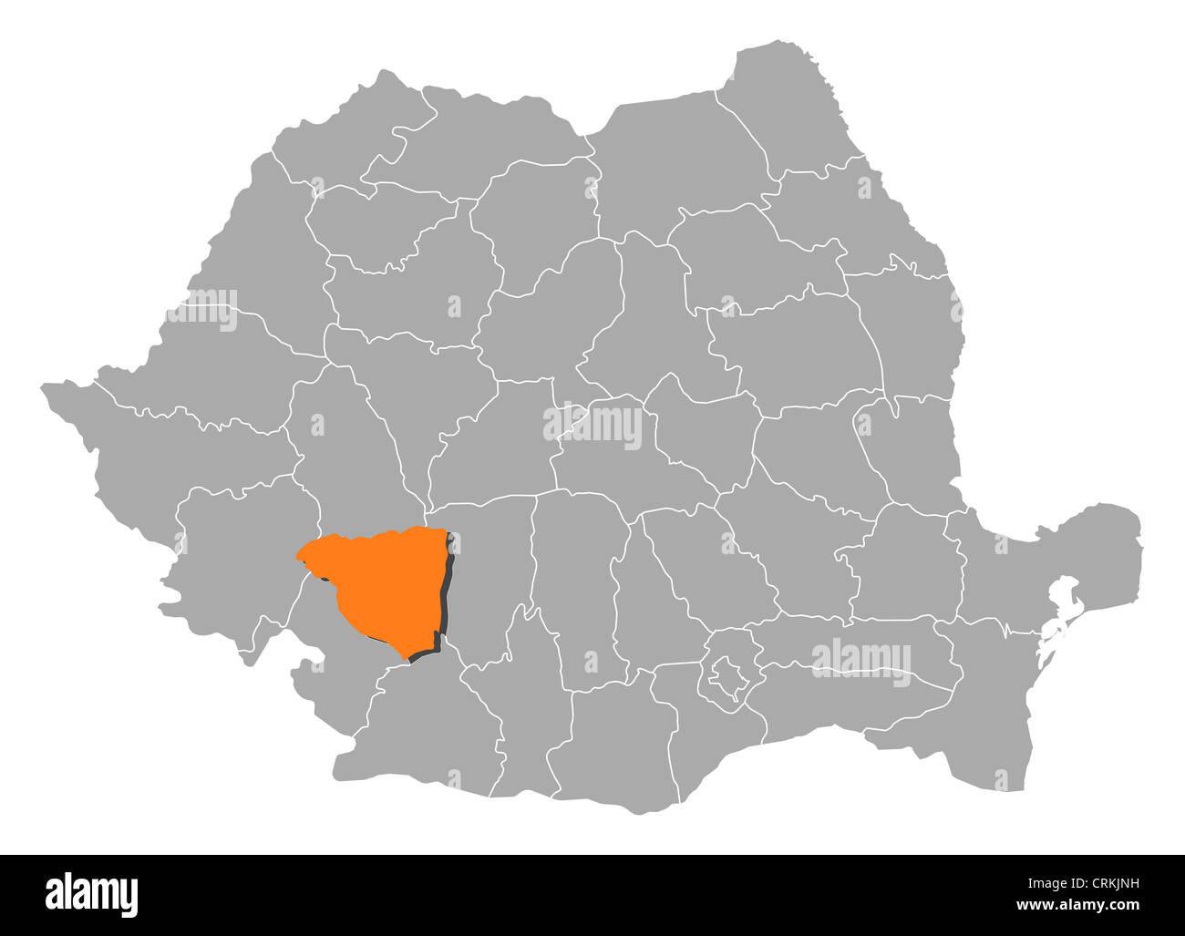 Political map of Romania with the several counties where Gorj is ...