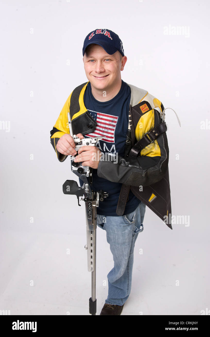 Paralympic Army soldier shooting athlete Josh Olson at the Team USA ...