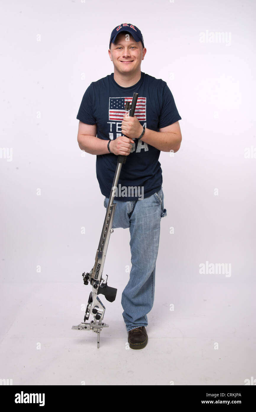 Paralympic Army soldier shooting athlete Josh Olson at the Team USA ...