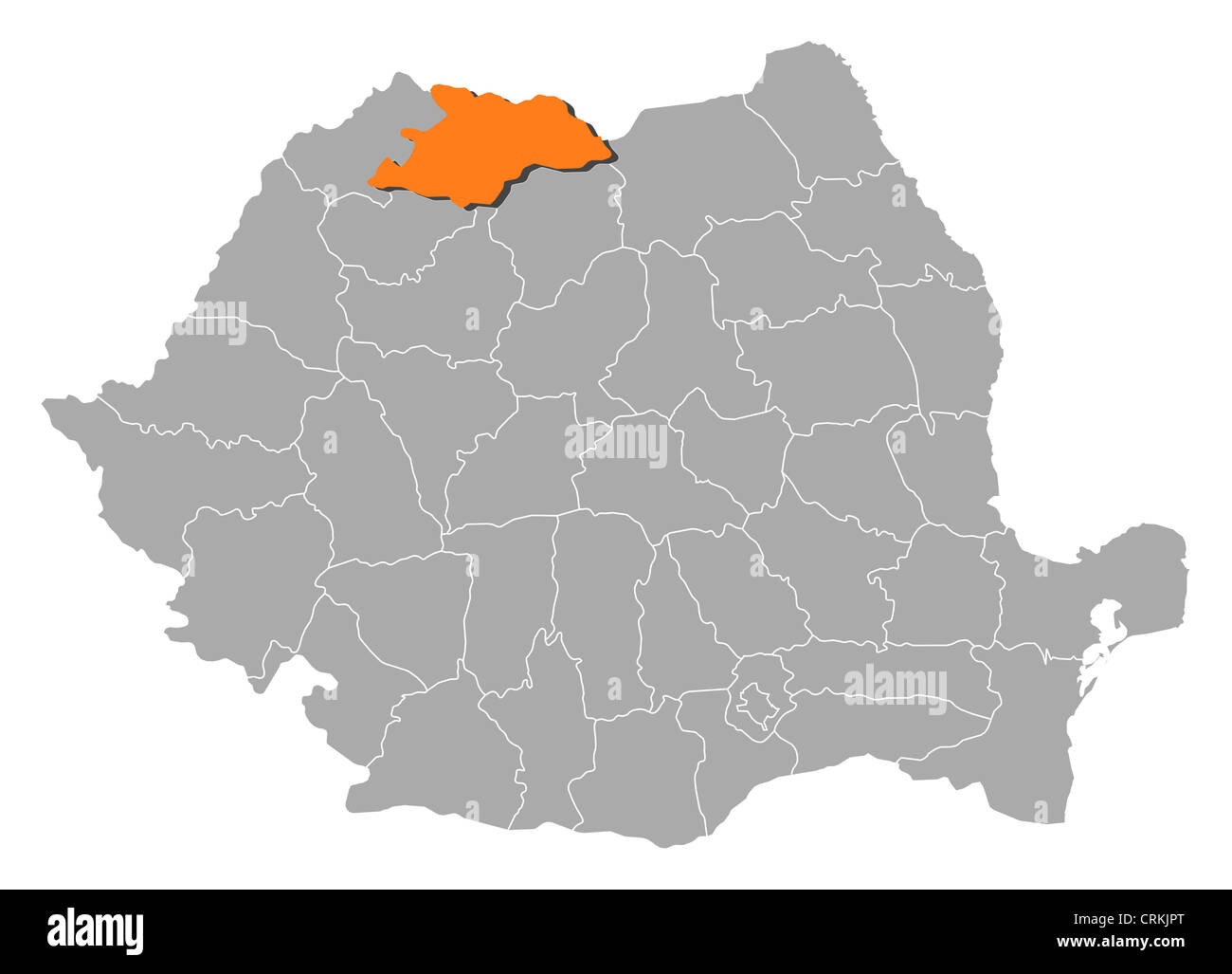 Political map of Romania with the several counties where Maramures is ...