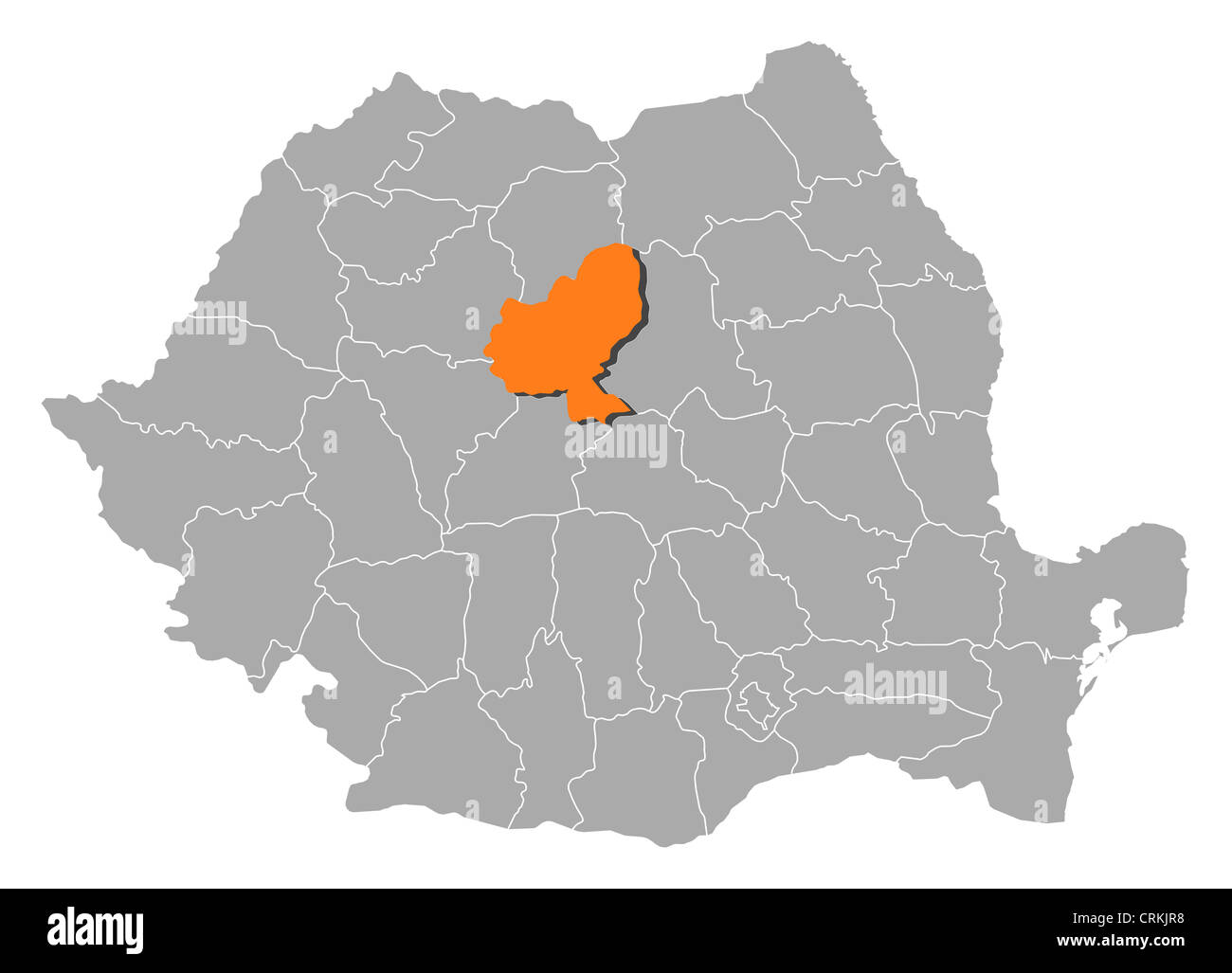 Political map of Romania with the several counties where Mures is ...