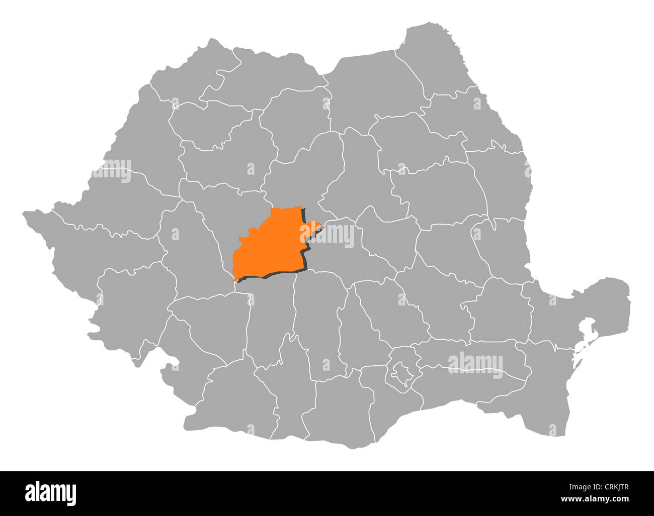 Political map of Romania with the several counties where Sibiu is ...