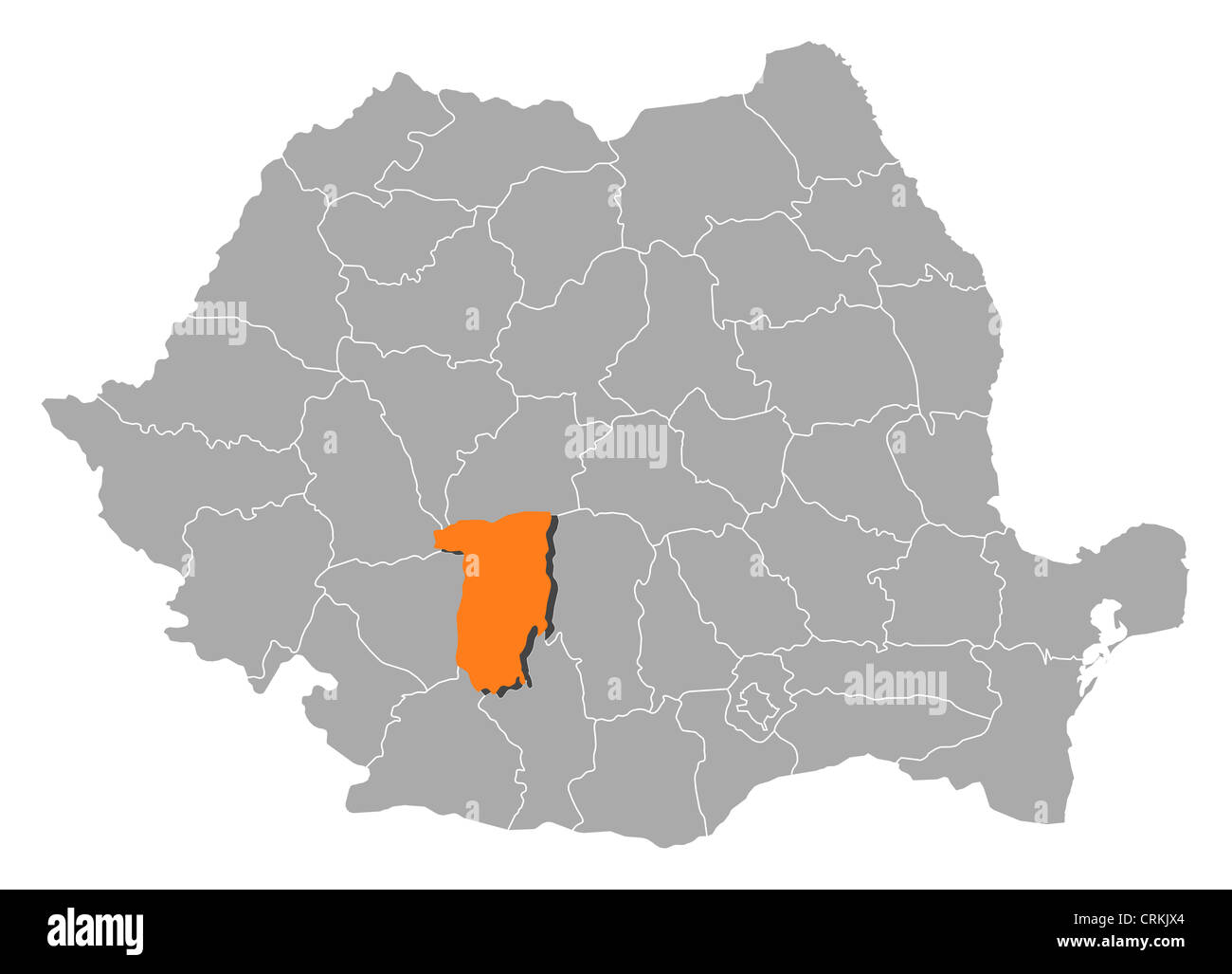 Political map of Romania with the several counties where Vâlcea is ...