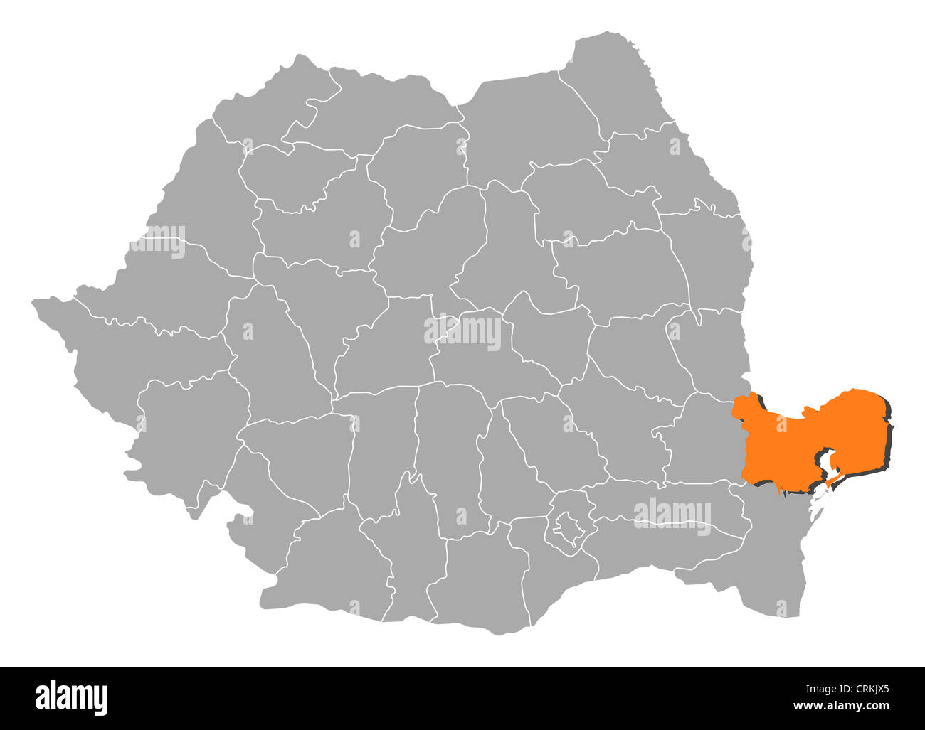 Political map of Romania with the several counties where Tulcea is ...