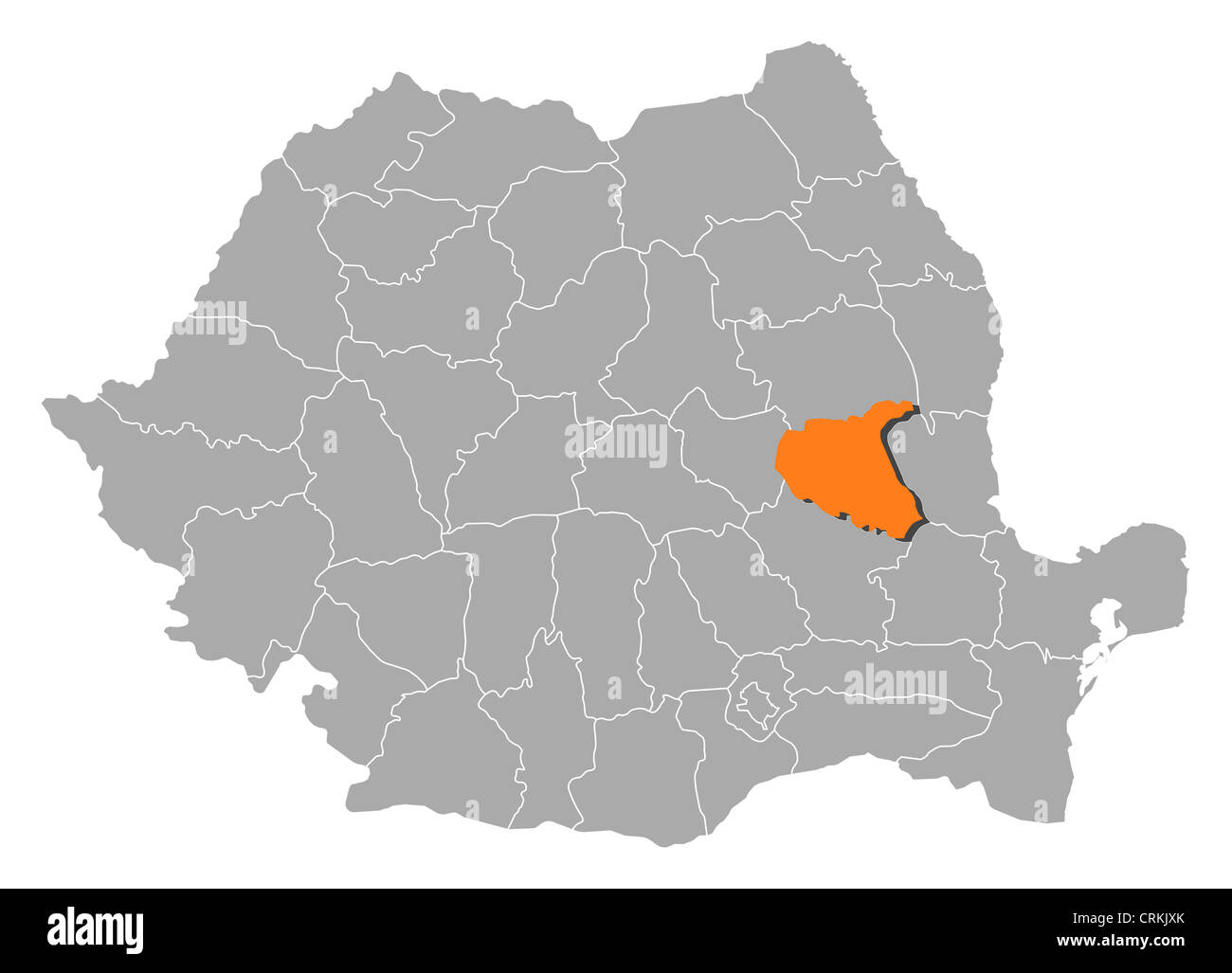 Political map of Romania with the several counties where Vrancea is ...