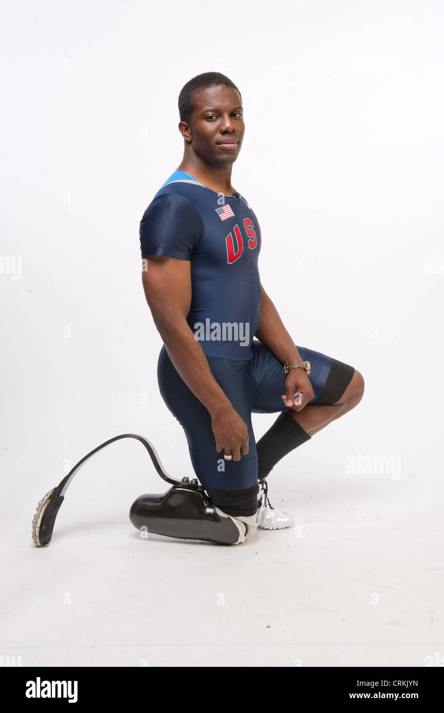 USA Paralympic sprinter Jerome Singleton poses at the Team USA Media ...