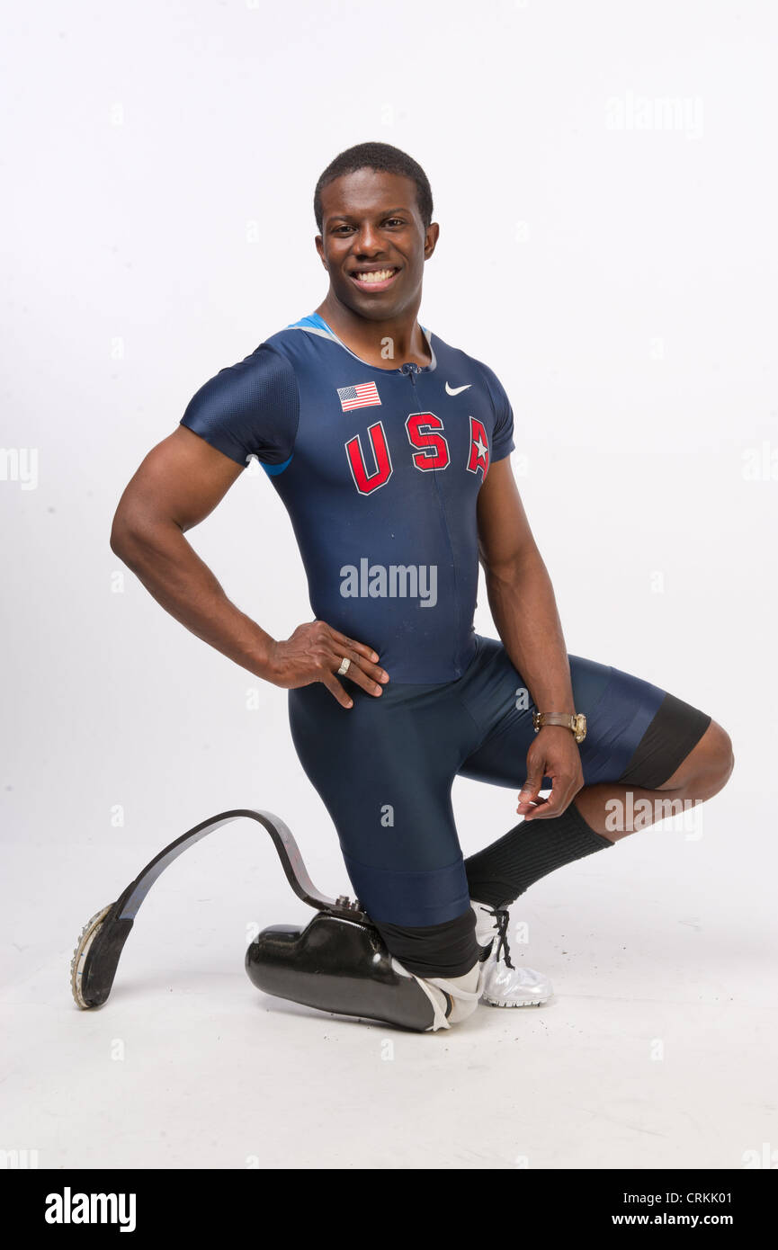 USA Paralympic sprinter Jerome Singleton poses at the Team USA Media ...
