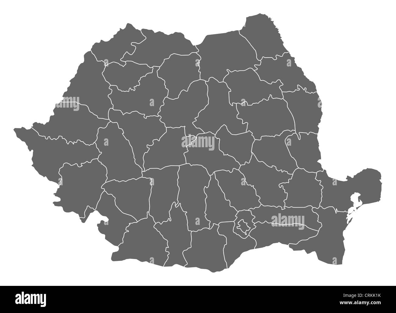 Political map of Romania with the several counties Stock Photo - Alamy