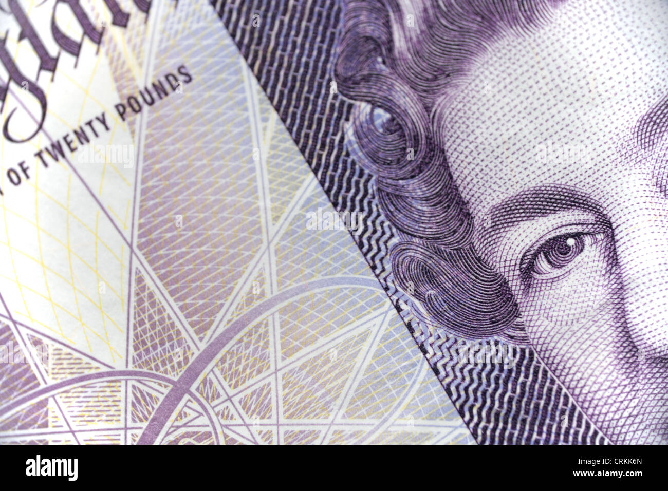 A picture of a UK £20 bank note including the image of Queen Elizabeth ...