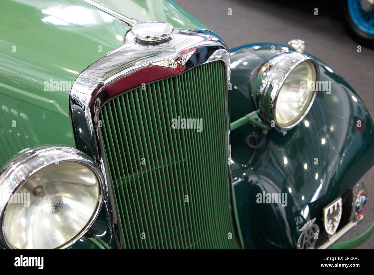 Hillman radiator and headlights. Car on display at the Lakeland Motor ...
