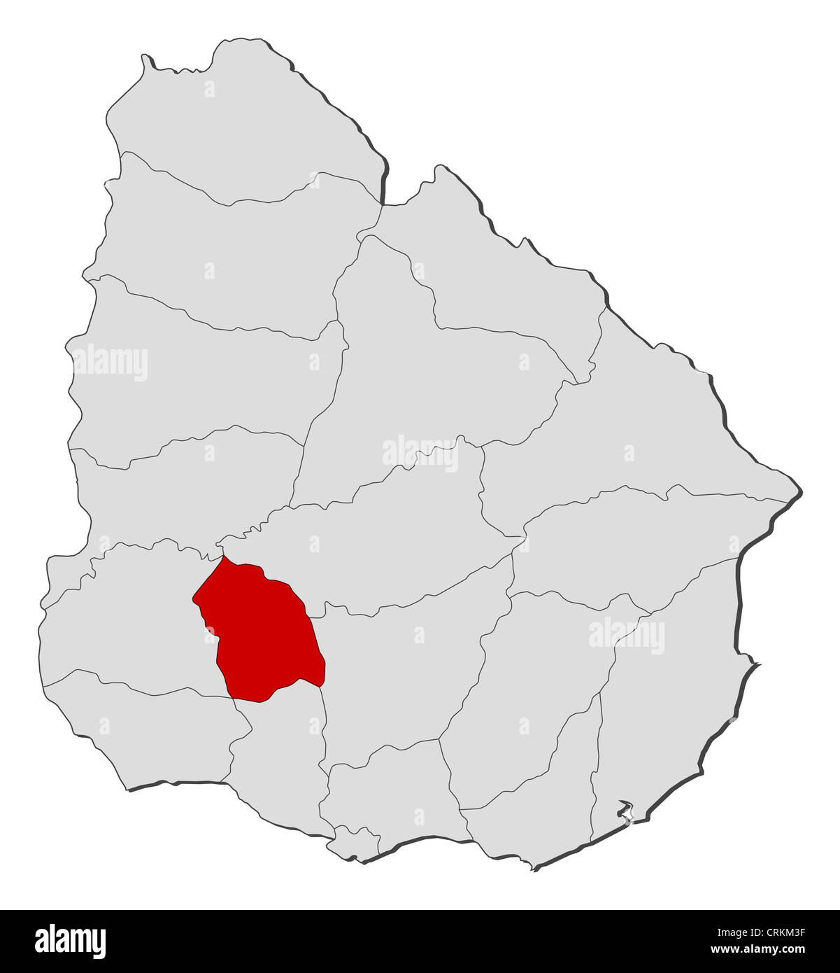 Political map of Uruguay with the several departments where Flores is ...