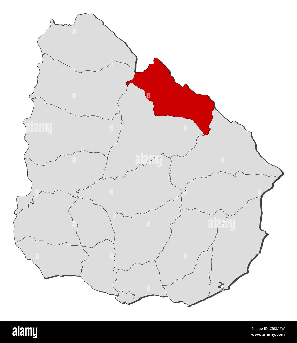Political map of Uruguay with the several departments where Rivera is ...