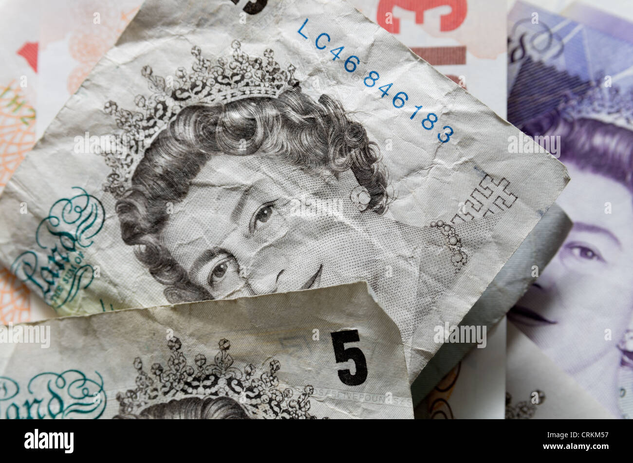 A picture of UK bank notes including the image of Queen Elizabeth II £ ...