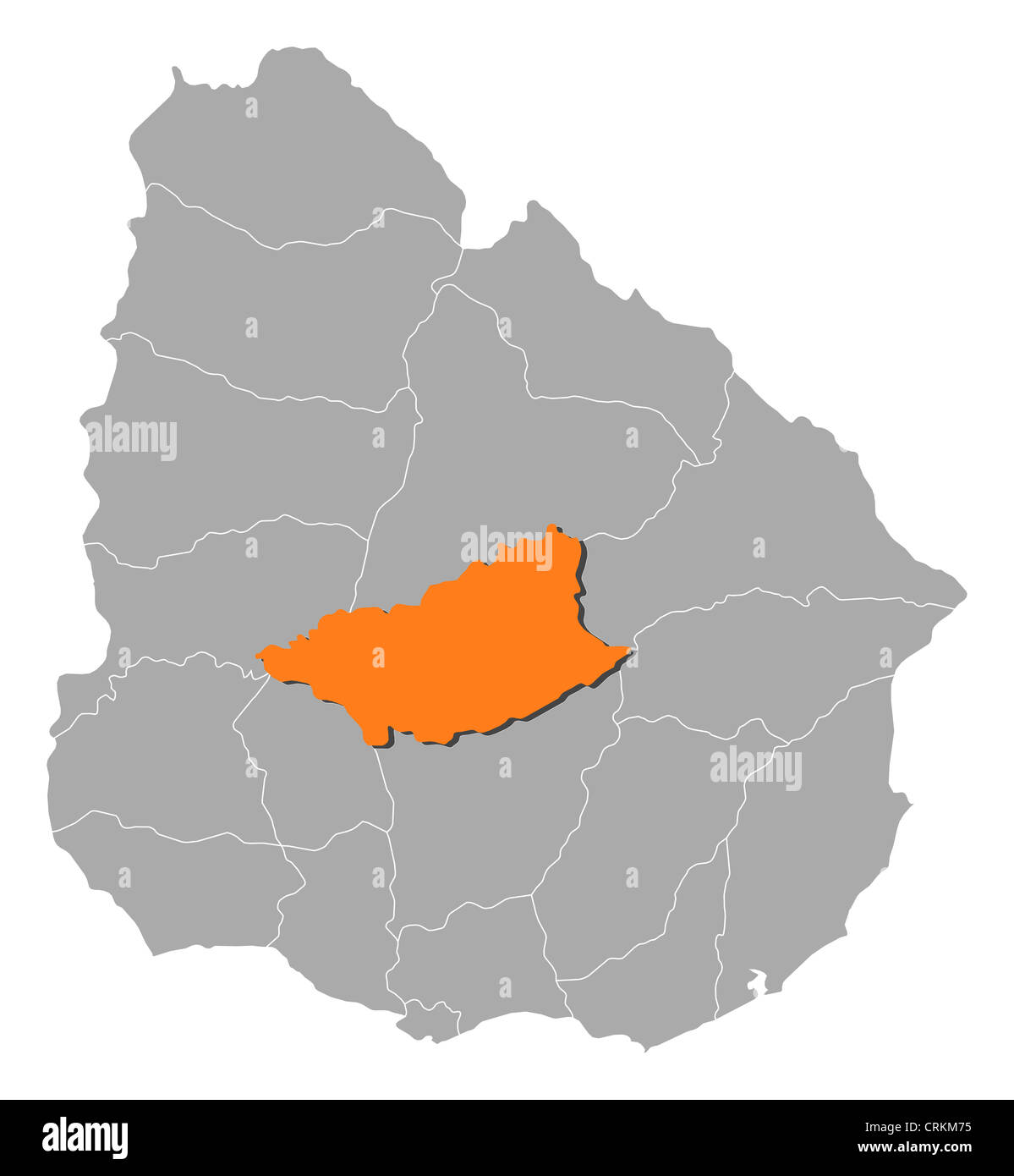 Political map of Uruguay with the several departments where Durazno is ...