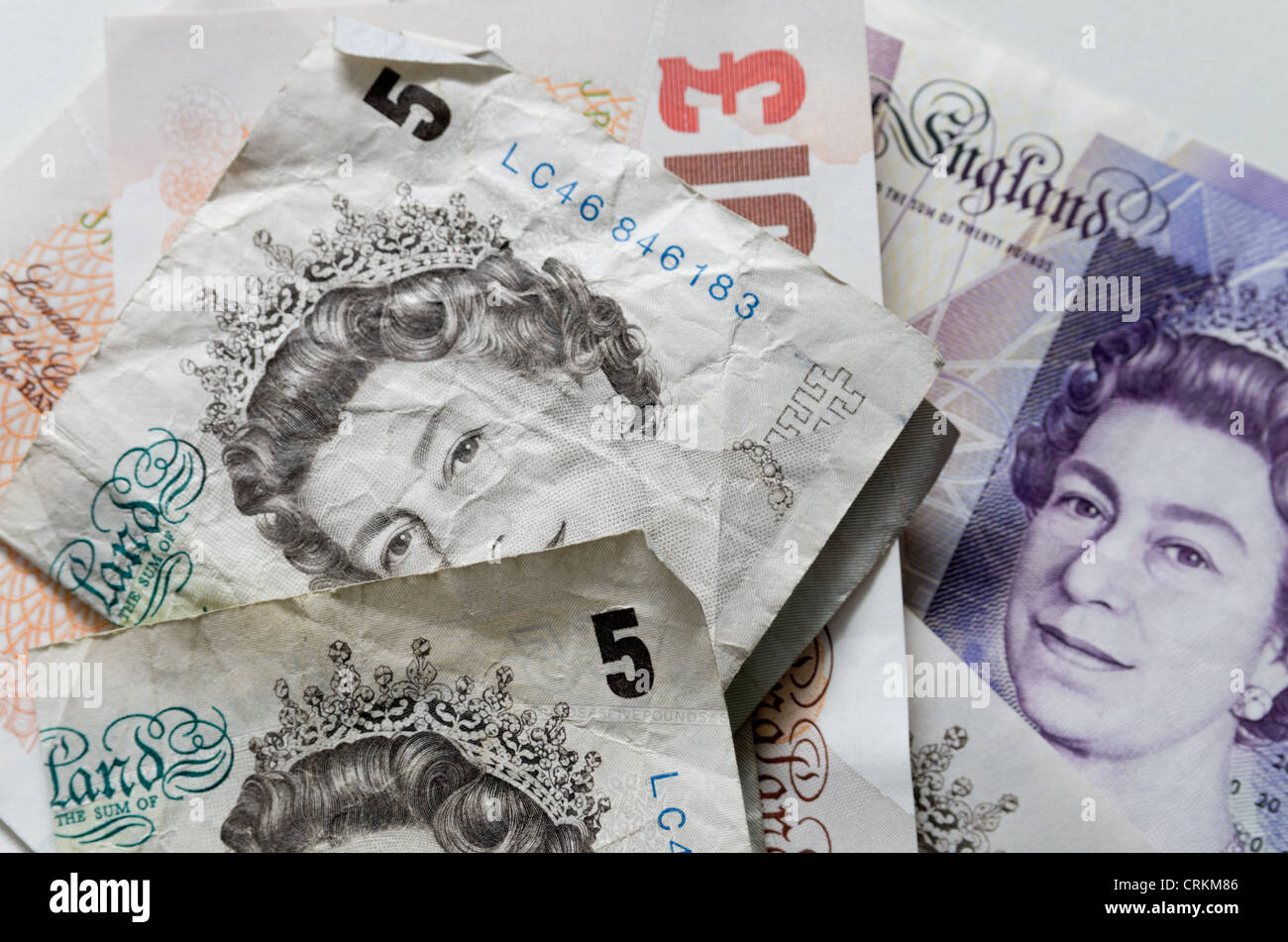 A picture of UK bank notes including the image of Queen Elizabeth II £ ...